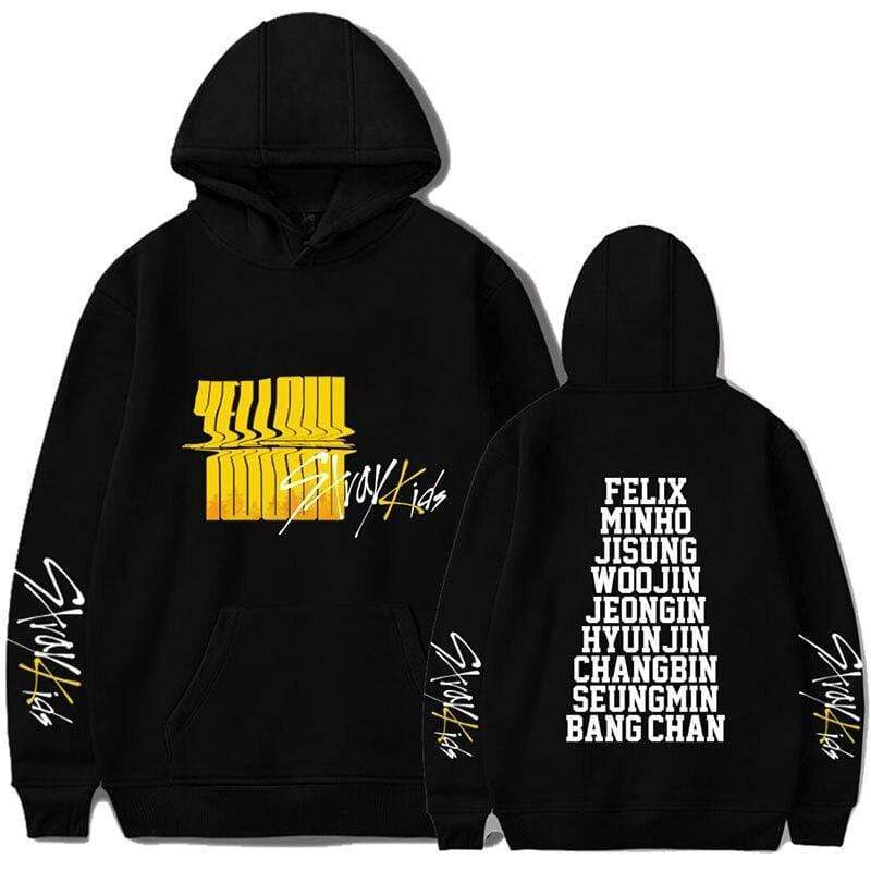 Sweat Stray Kids Noir - Yellow Weed avec nom | Boutique KPOP